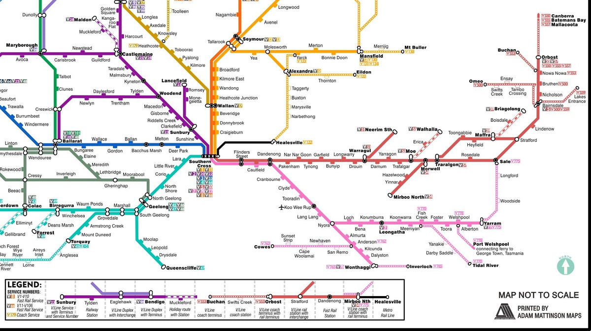 Fantasy Victoria Regional Rail Map (A2) – Admaps